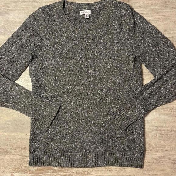 croft & barrow | Sweaters | Euc Croft Barrow Grey Silver Cable Knit ...